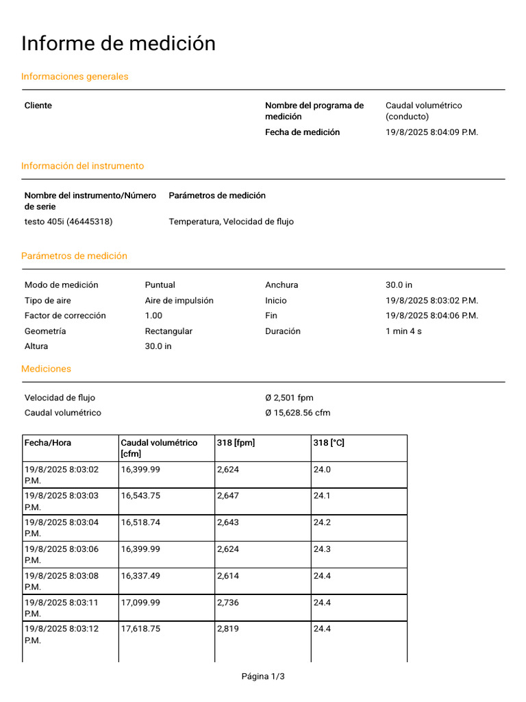 Informe de Medición: Informaciones Generales | PDF