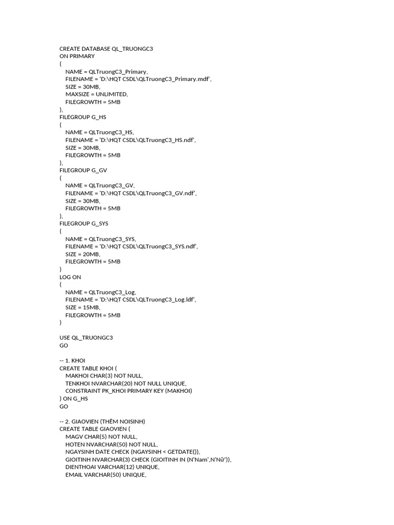 Create Database Ql | PDF | Software Design | Information Retrieval