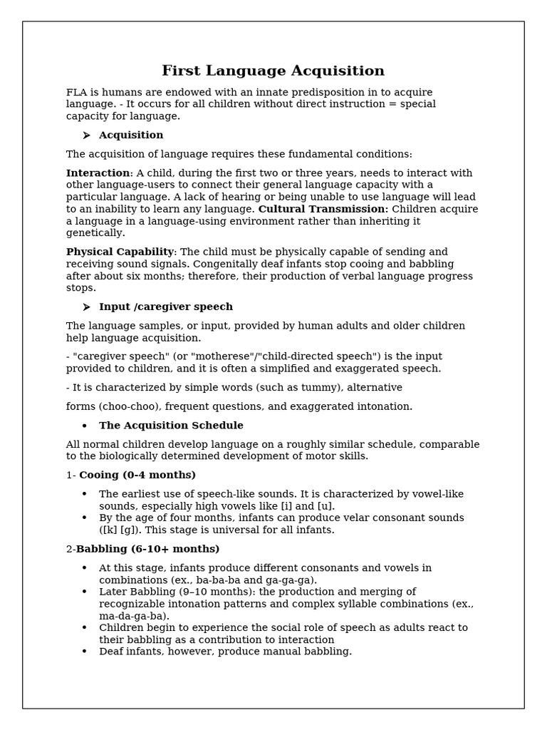 Understanding First Language Acquisition | PDF | Language Acquisition ...