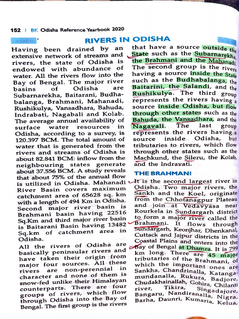Drainage of Odisha Rivers, Lakes, Waterfalls, Hot Springs | PDF