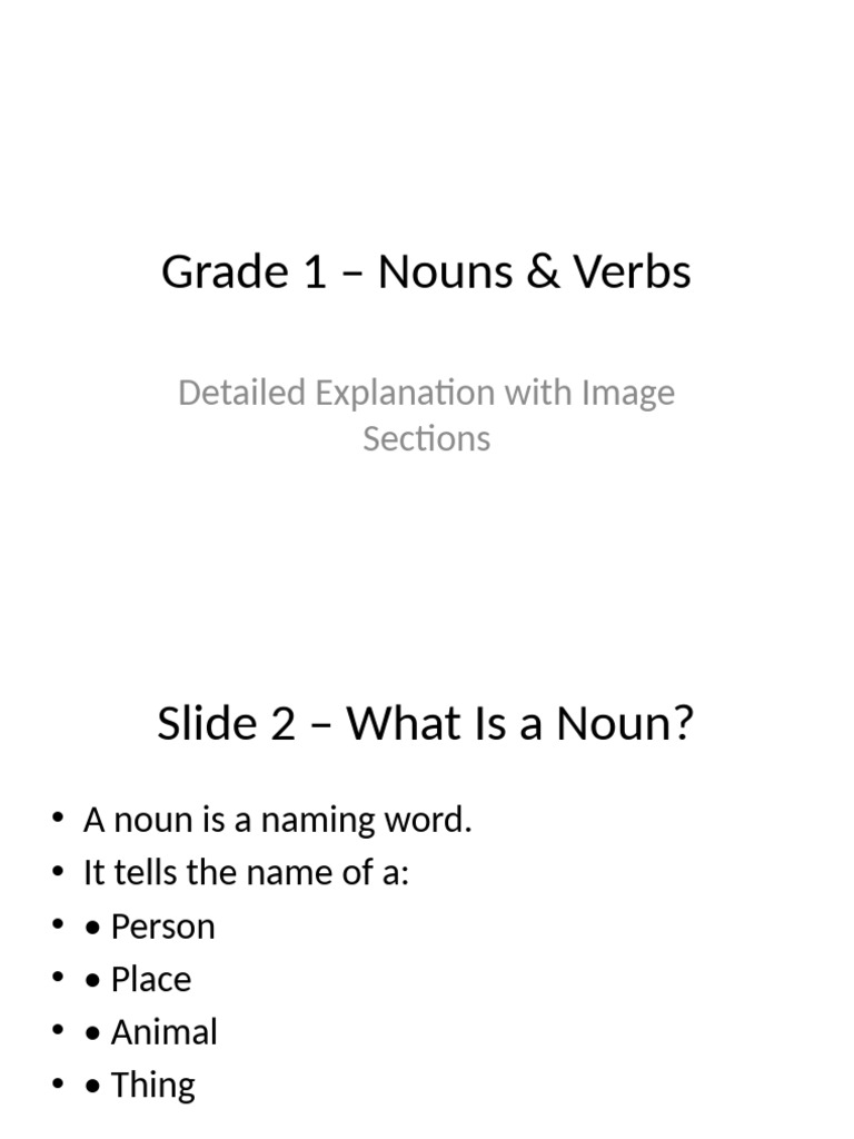 Grade1 Nouns Verbs Detailed | PDF