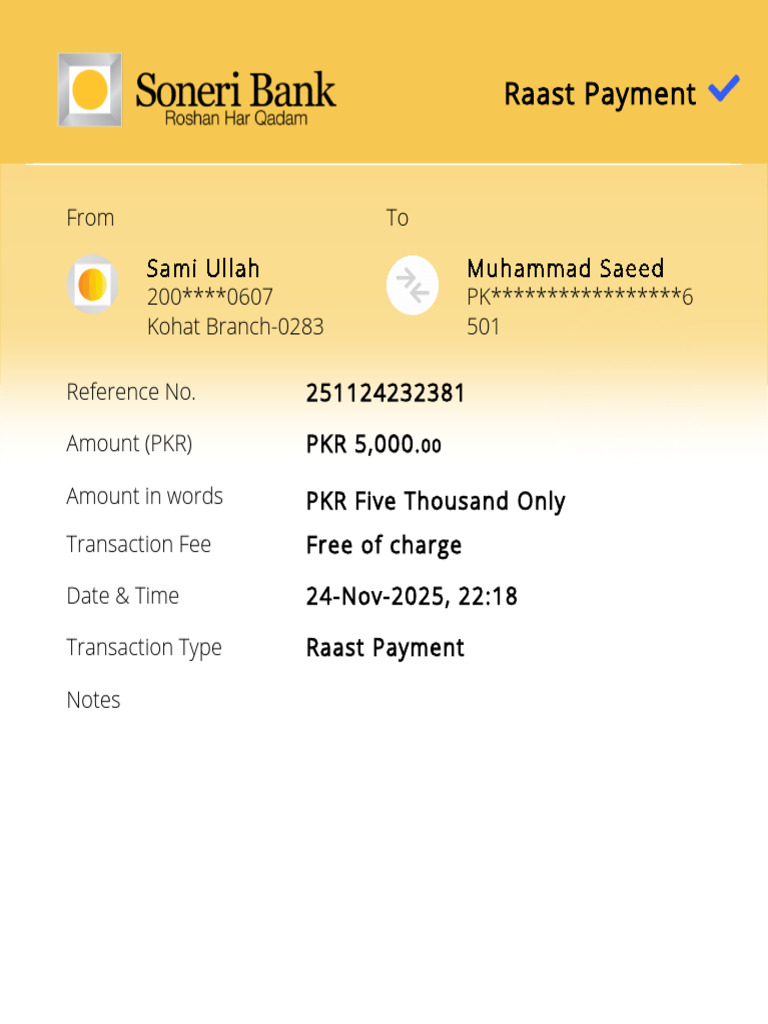 Raast Payment Transaction Details | PDF