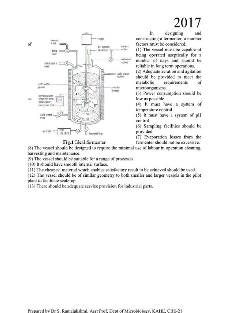 Fermenter - Parts and Function | PDF