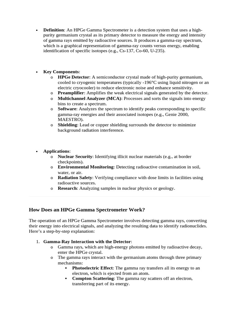 Lecture Notes on HPGe Gamma Spectrometer | PDF | Gamma Ray | Nuclear ...
