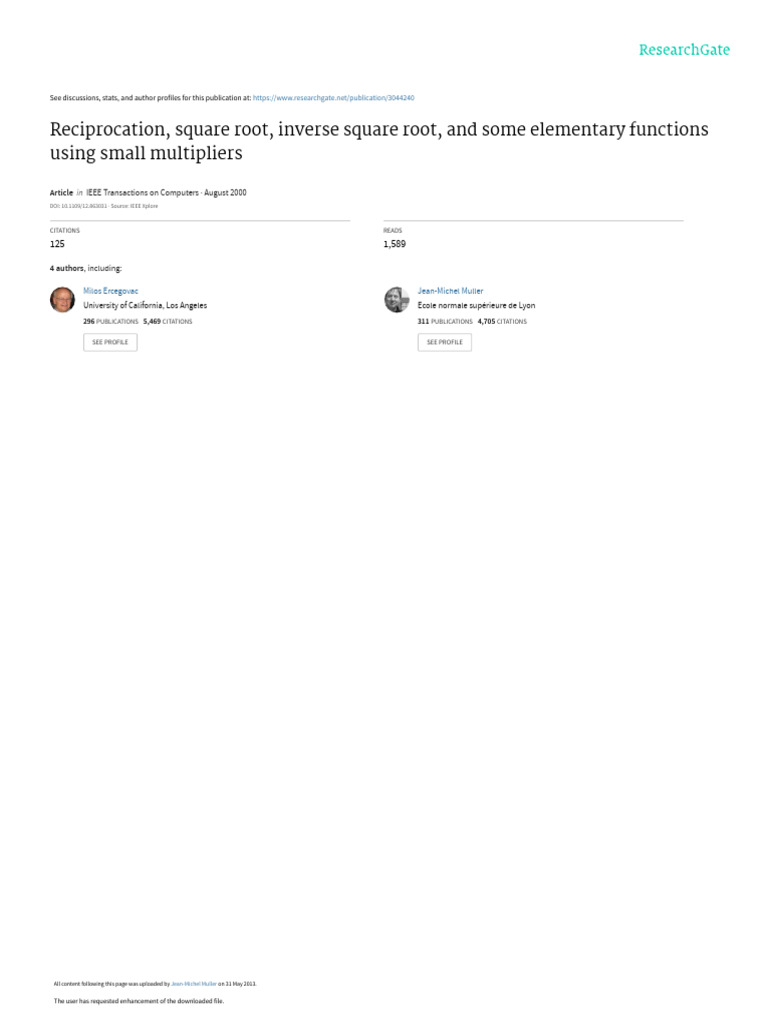 Floating point arithmetic division & square root | PDF | Square Root ...