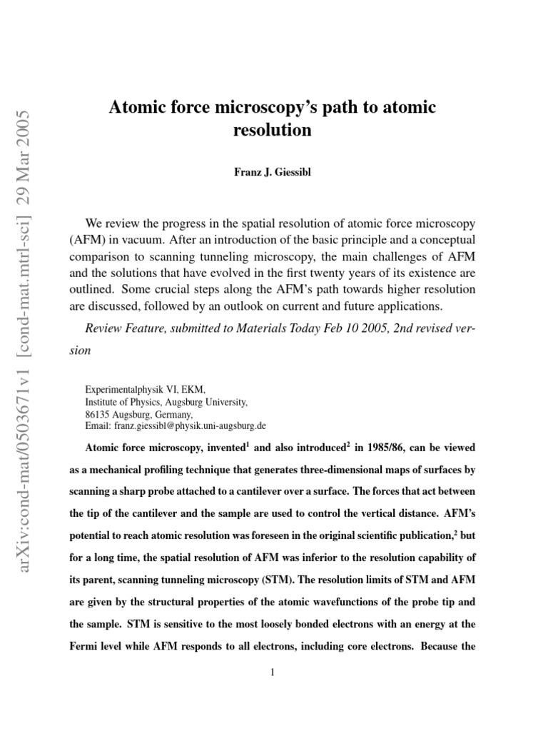 Atomic Force Microscopys Path To Atomic | PDF | Atomic Force Microscopy ...