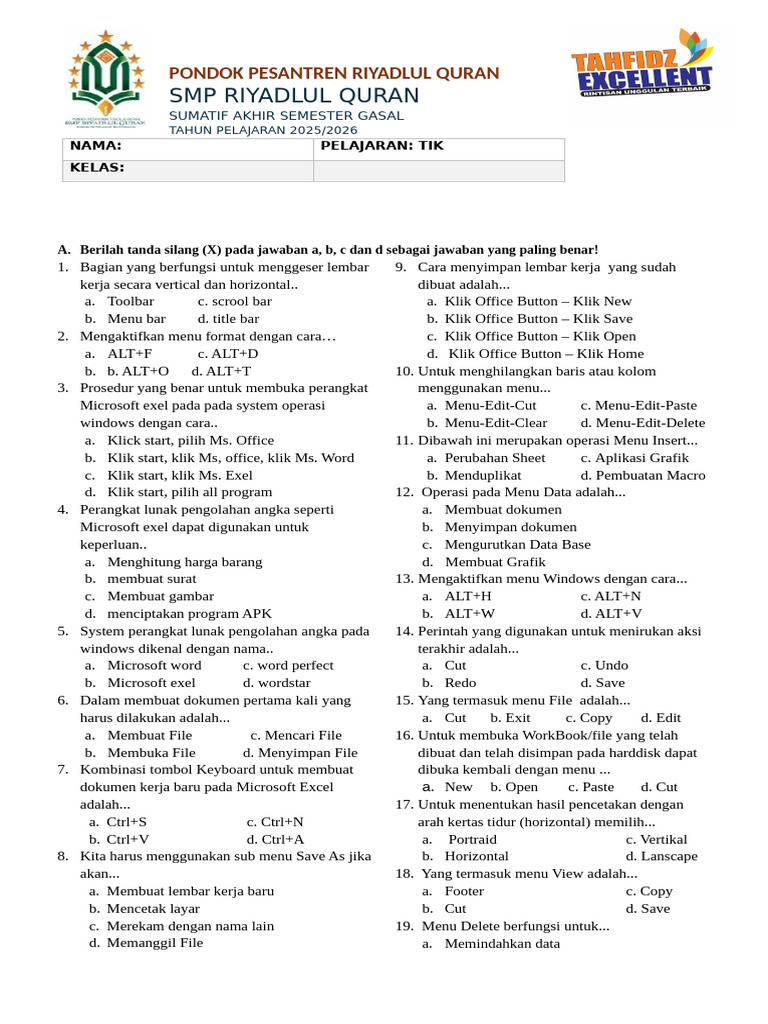 SOAL TIK kelas 8-9 | PDF