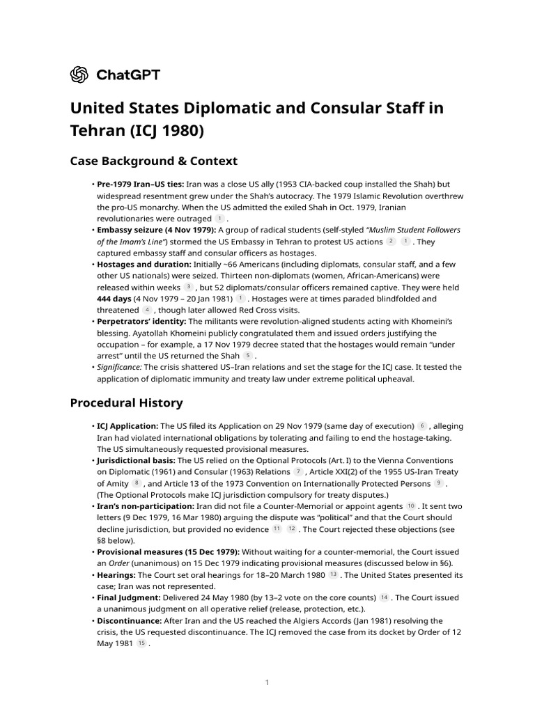 US-Iran Hostage Crisis Overview | PDF | Treaty | Consul (Representative)