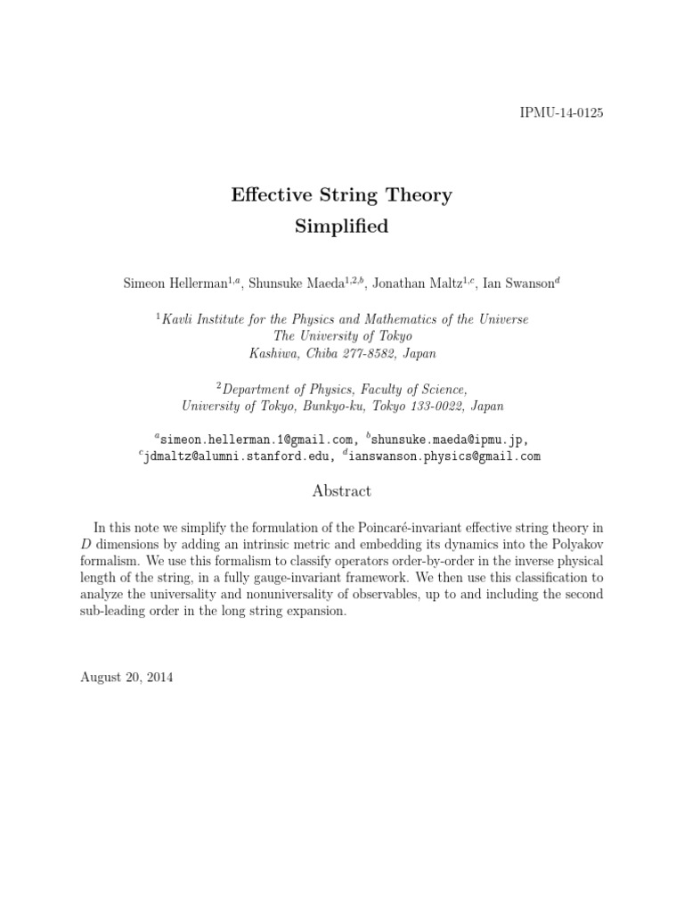 Effective_String_Theory_Simplified | PDF | Gauge Theory | String Theory