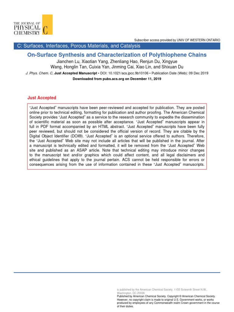 On Surface Synthesis and Characterizatio | PDF | Polymers | Molecules