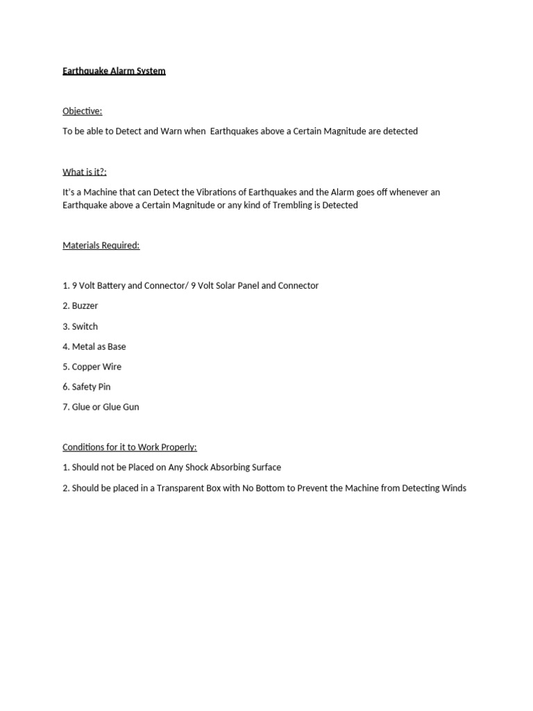 Earthquake Alarm System | PDF