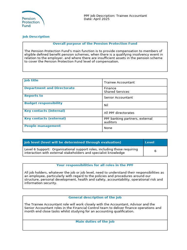 Trainee Accountant Job Description PPF | PDF | Business