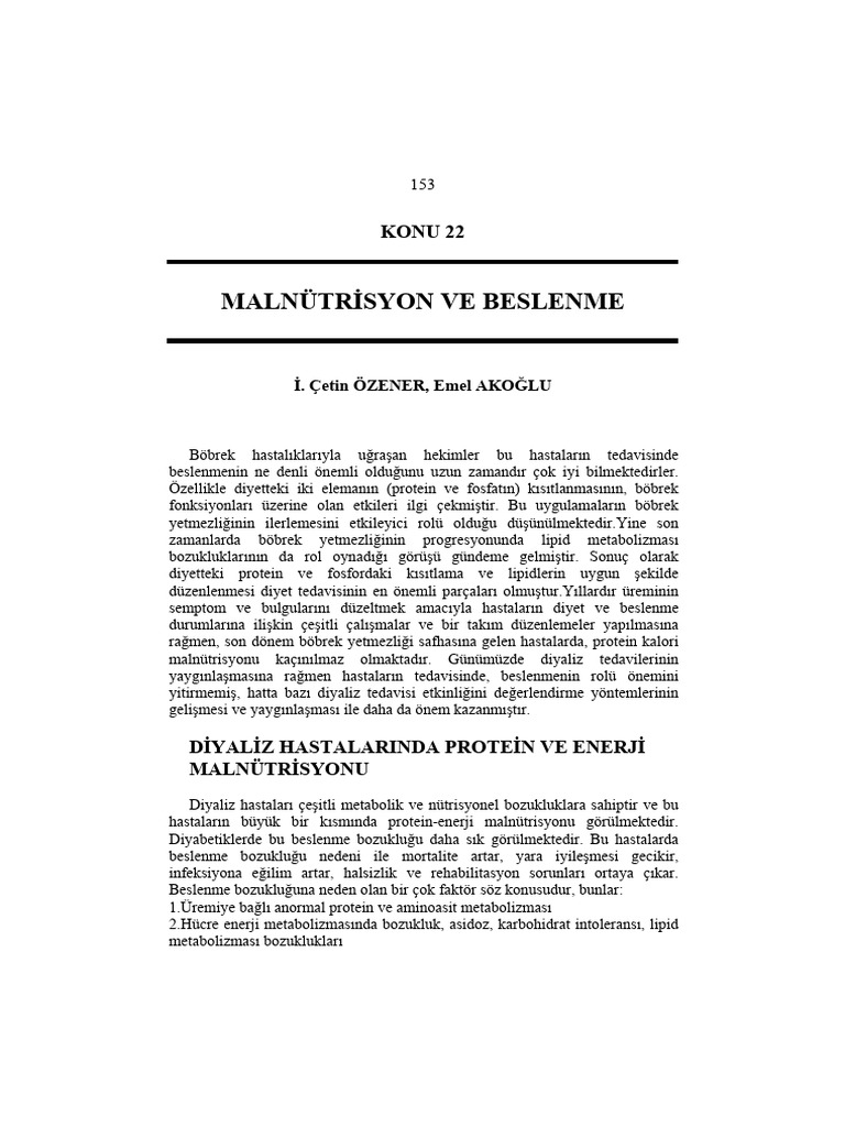 Malnutrisyon Ve Beslenme | PDF