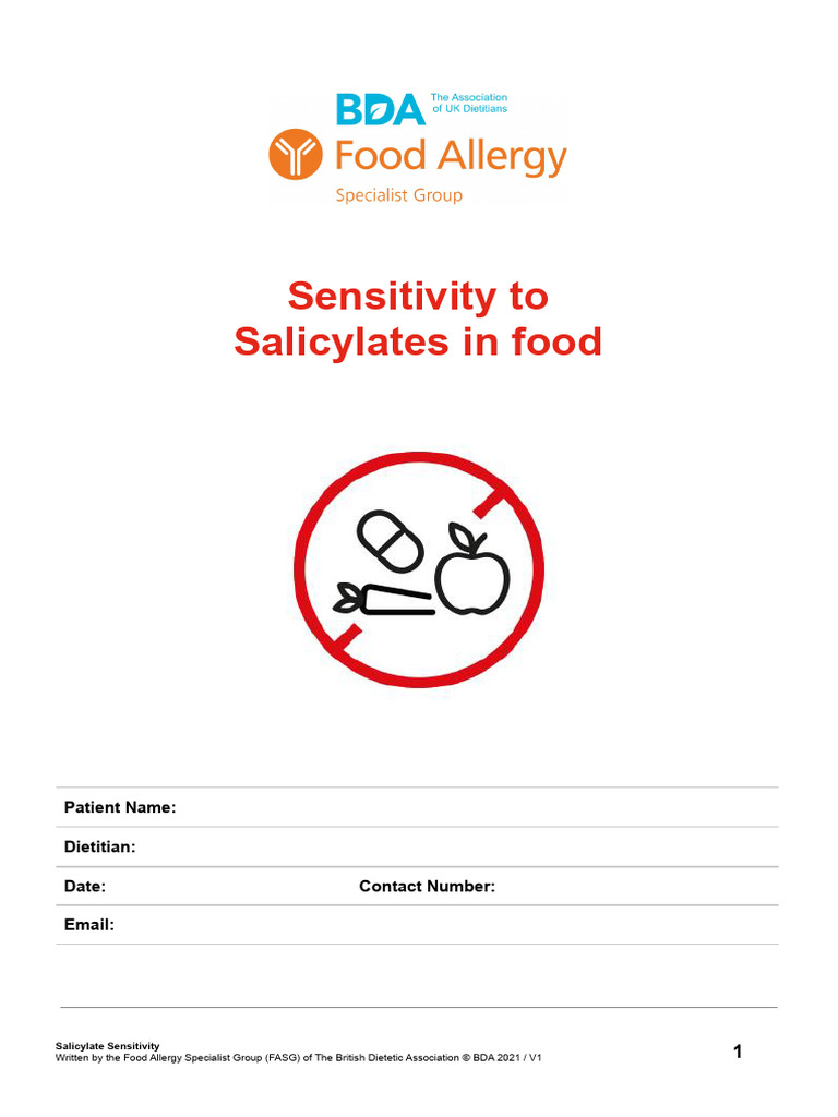 Salicylate Sensitivity and Diet Guide | PDF | Aspirin | Nonsteroidal ...
