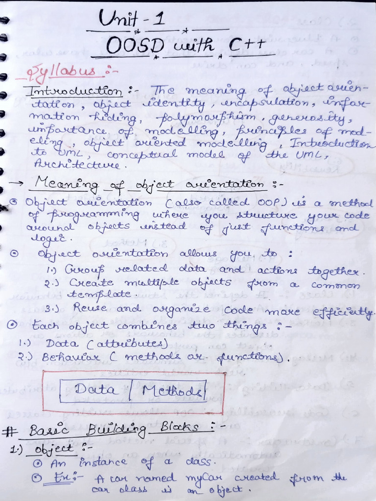 Unit-1 Oosd c%2b%2b by Coreconcepts%3a Engineering | PDF