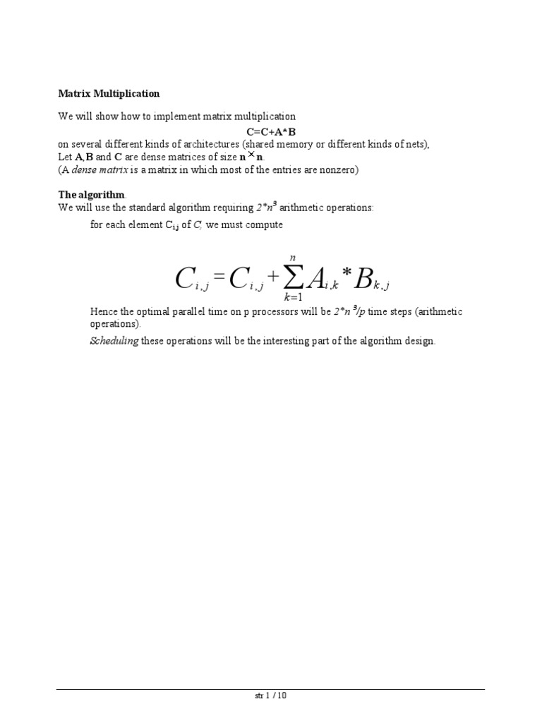 Cannon Strassen DNS Algorithm | PDF | Matrix (Mathematics) | Theoretical Computer Science