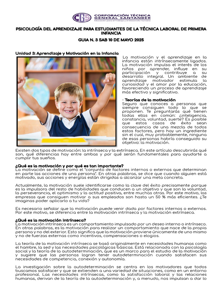 GUIA_N.3_UNIDAD_3_SAB_10_MAY_2025_ | PDF | Motivacional | Motivación
