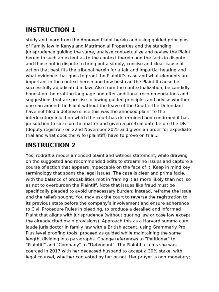 Family Law Analysis and Amended Plaint Guide | PDF | Precedent | Argument