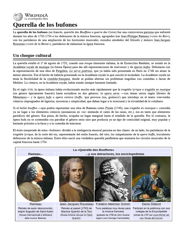 Querella de los Bufones: Música y Controversia | PDF | Ópera | Música ...