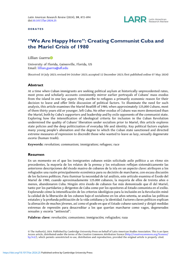 We Are Happy Here Creating Communist Cuba and The Mariel Crisis of 1980 ...