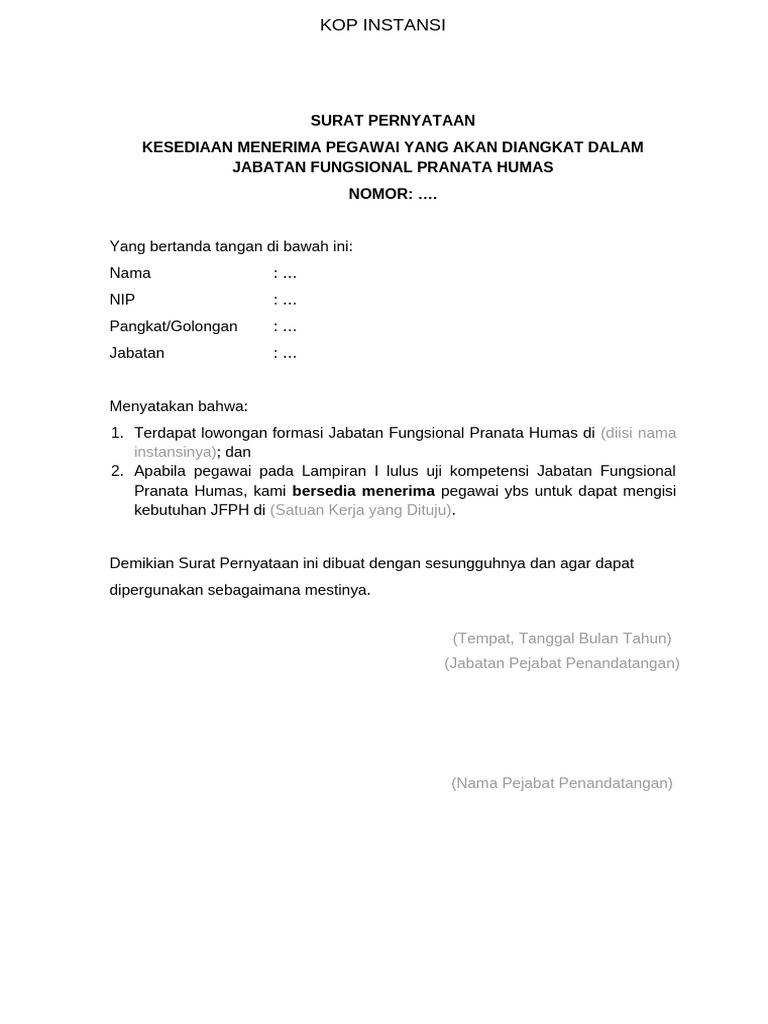 Surat Pengganti Peta Jabatan (Satker Saat Ini) | PDF