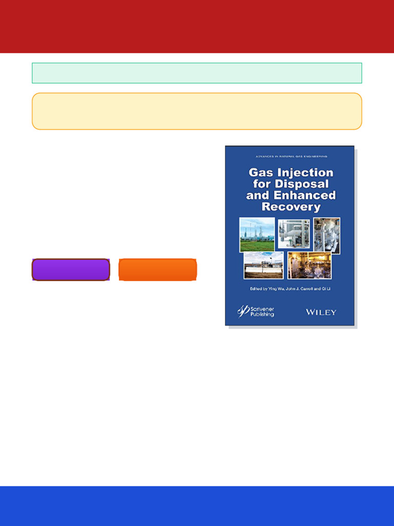 Gas Injection For Disposal and Enhanced Recovery 1st Edition Carroll ...