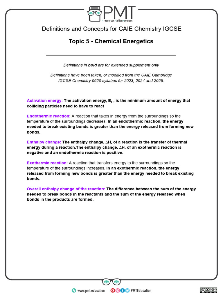 Topic 5 Chemical Energetics | PDF