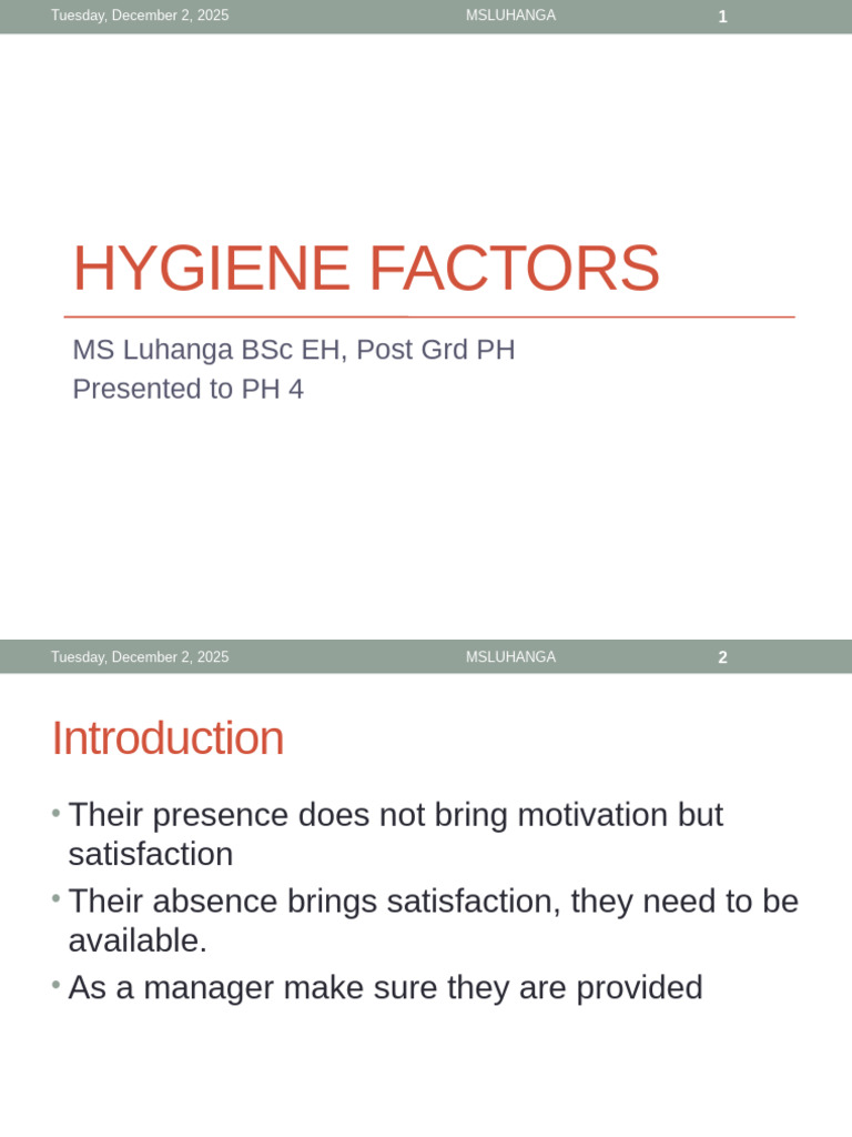 Unit 5.4 Hygiene Factors | PDF | Leadership | Business