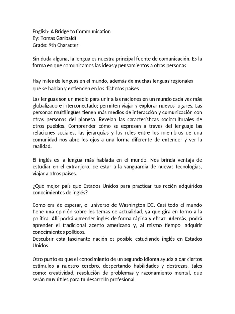 Ventajas de Aprender Inglés en EE.UU. | PDF | Aprendizaje | Segundo ...