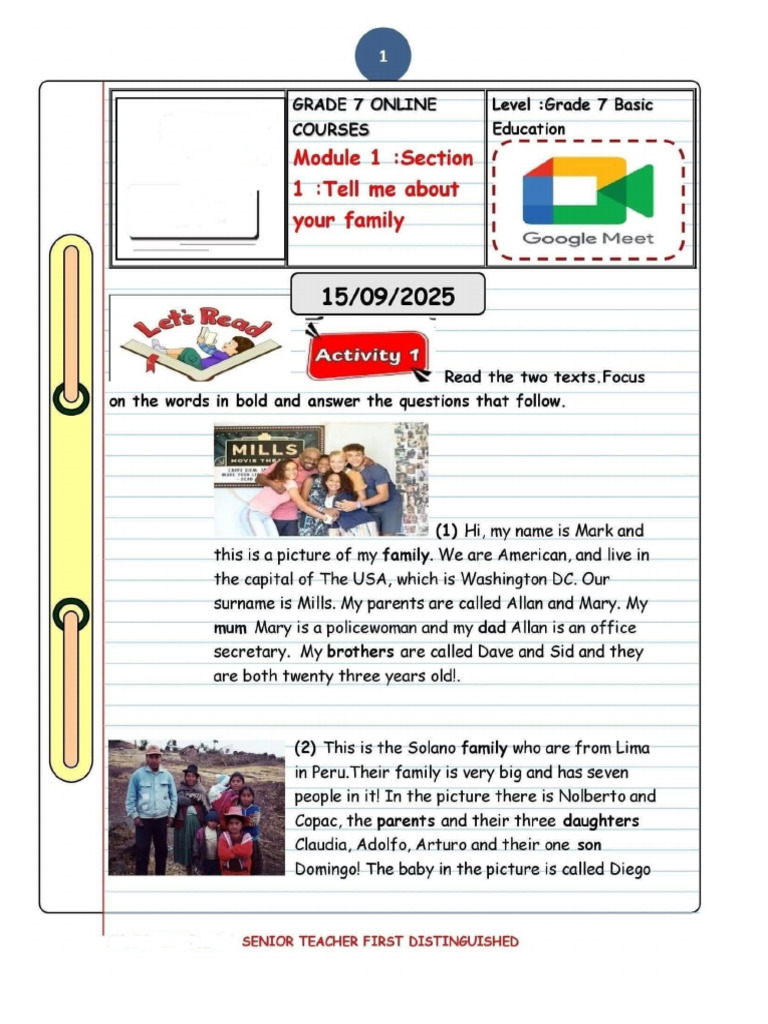 Unit 1 Worksheets Grade 7 | PDF