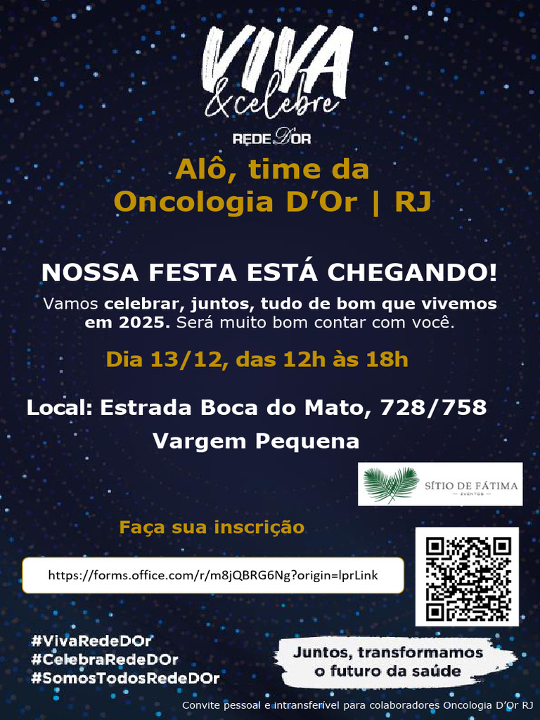 Festa Oncologia D’Or RJ - 13/12 | PDF