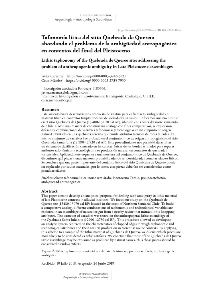 Carranza Elola & Méndez 2020 - Quebrada de Quereo | PDF | Roca (geología) | Ciencias de la Tierra