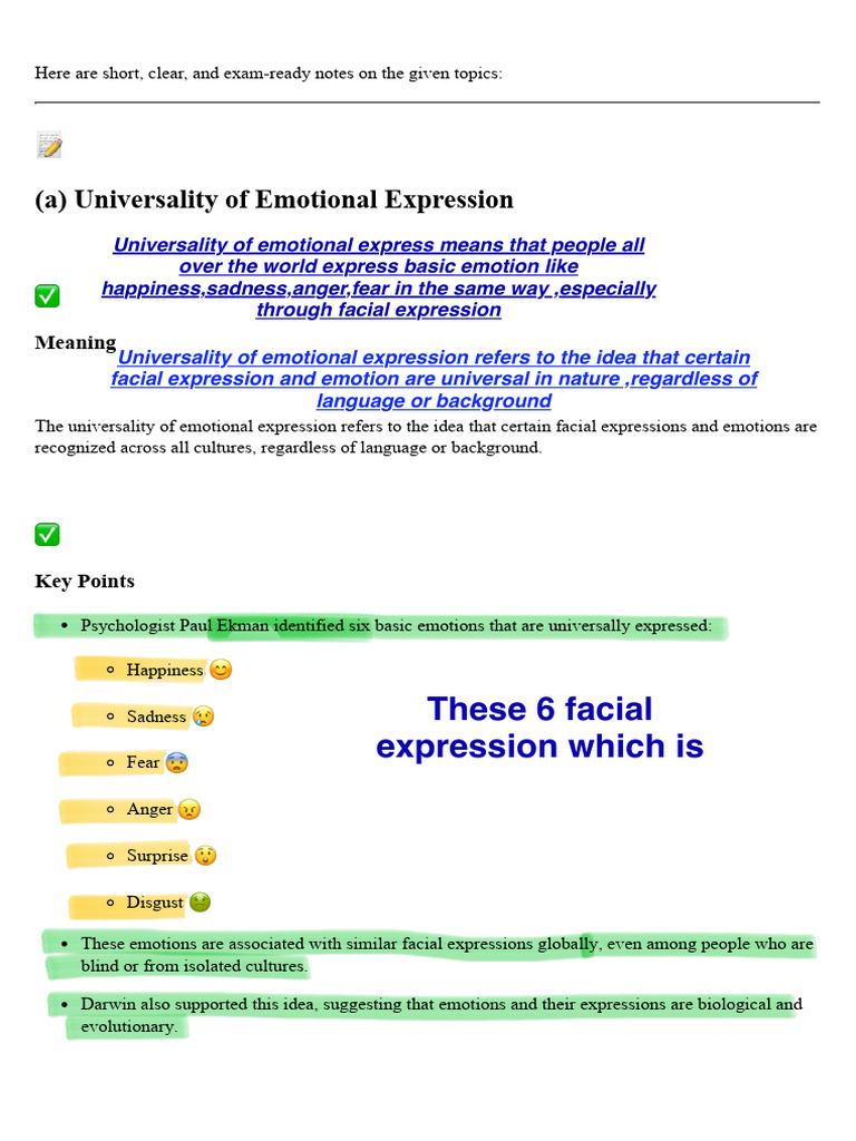These 6 Facial Expression Which Is Universal in Nature: (A ...
