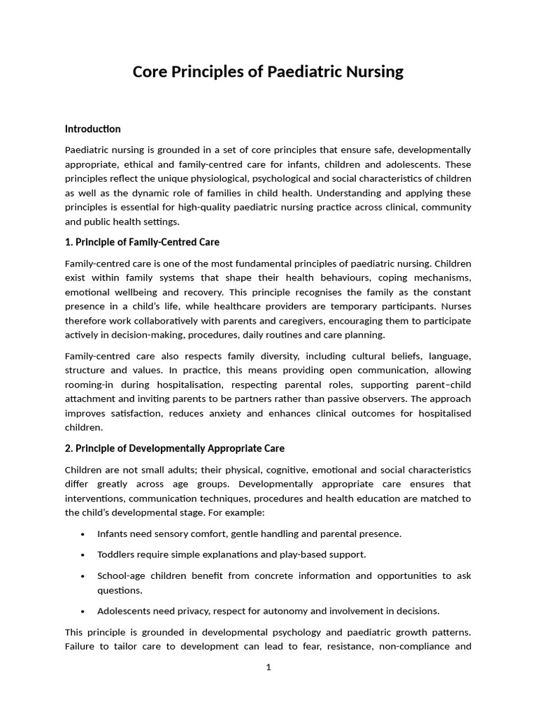 Core Principles of Pediatric Nursing | PDF | Pediatrics | Preventive ...