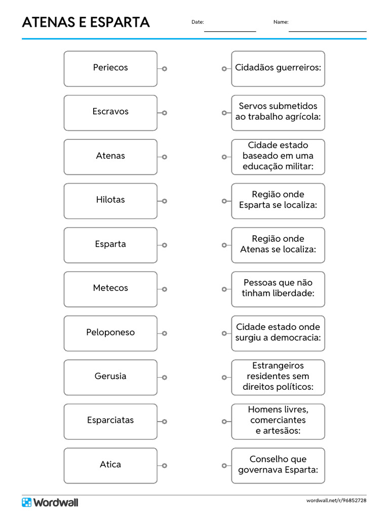 Atenas e Esparta Match Up Line Drawing | PDF