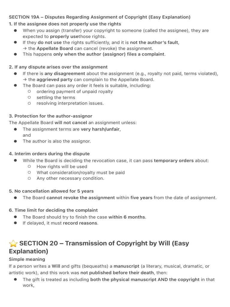SECTION 19A - Disputes Regarding Assignment of Copyright (Easy ...
