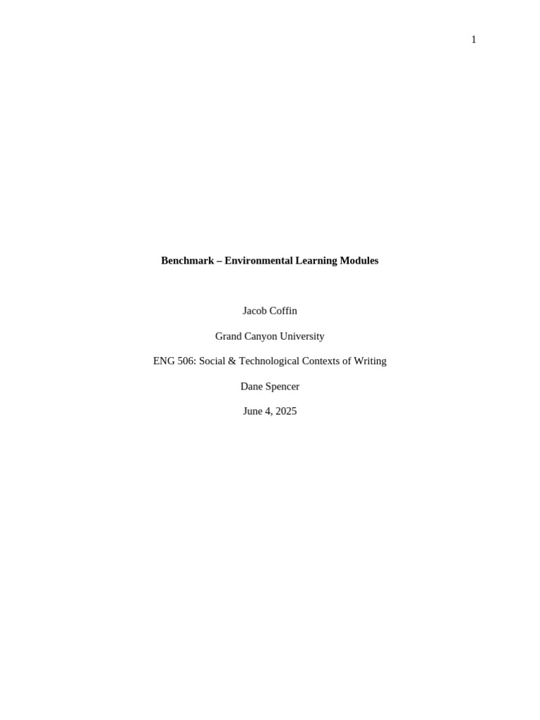 ENG506 Benchmark Environmental Modules | PDF | Rhetoric | Narrative