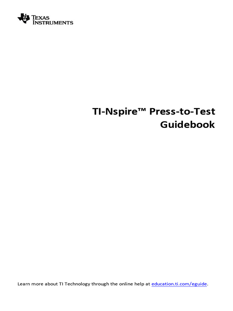 TI-Nspire Press-to-Test Guide | PDF | Computing