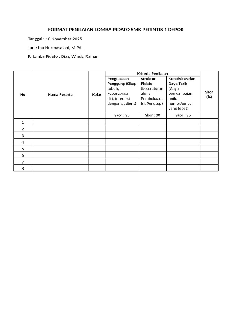 FORMAT_PENILAIAN_LOMBA_PIDATO_SMK_PERINTIS_1_DEPOK[1] | PDF