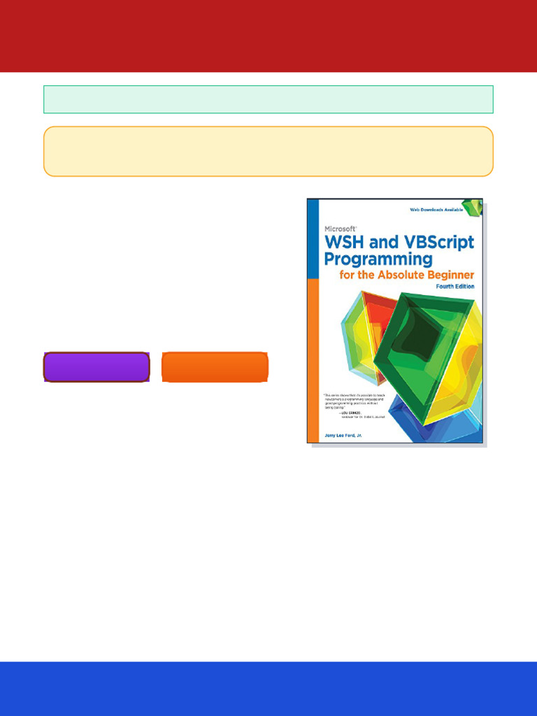 Microsoft WSH and VBScript Programming for the Absolute Beginner 4th ...