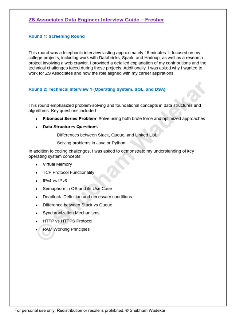 ZS Associates | PDF | Databases | Sql