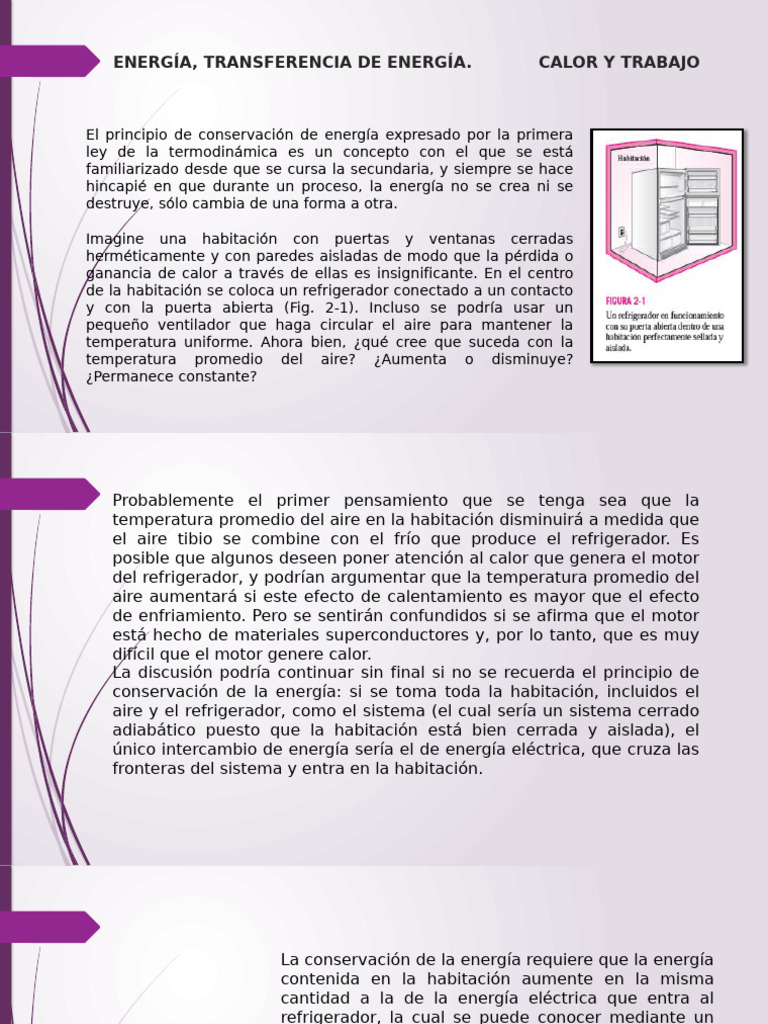 Termodinámica I (Clase 4 Energia y Transferencia de Energía. Calor y ...