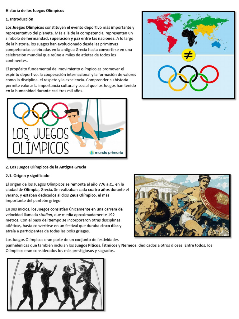 Historia de Los Juegos Olímpicos | PDF | Juegos olímpicos | Antigua Grecia