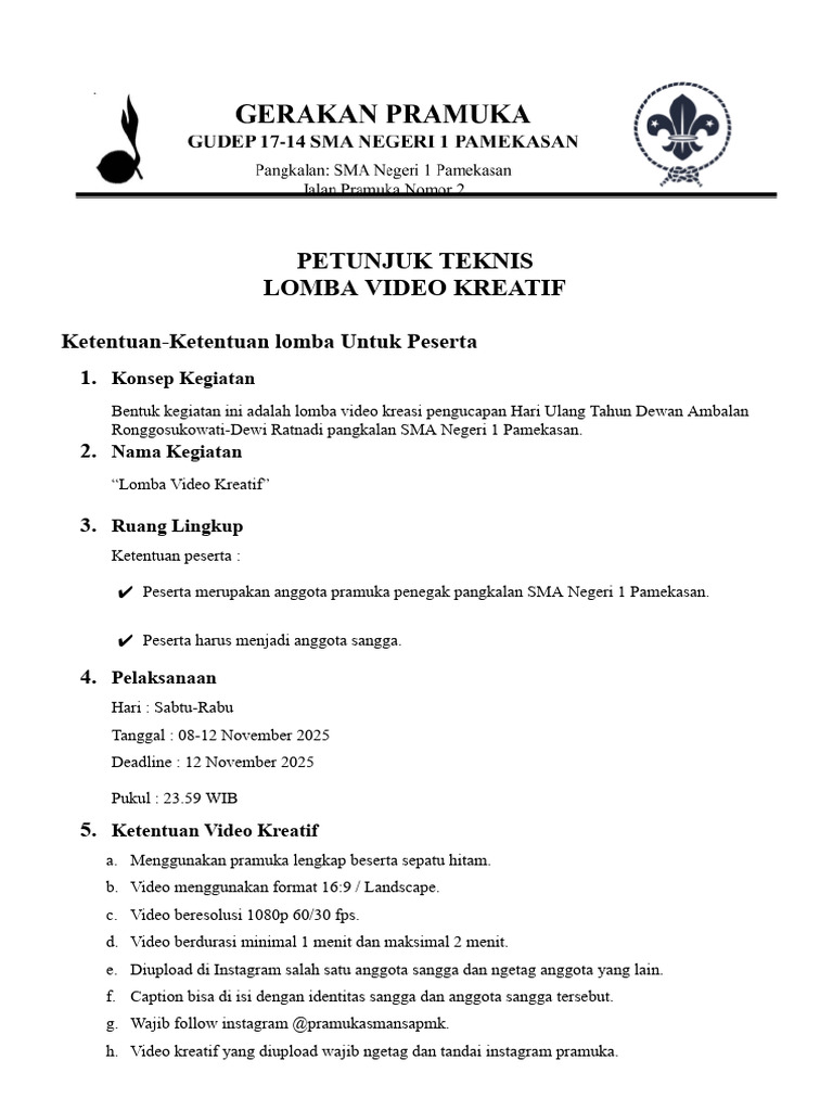 Juknis Lomba Video Kreatif HUT Dewan Ambalan[1] New[1] (1) | PDF