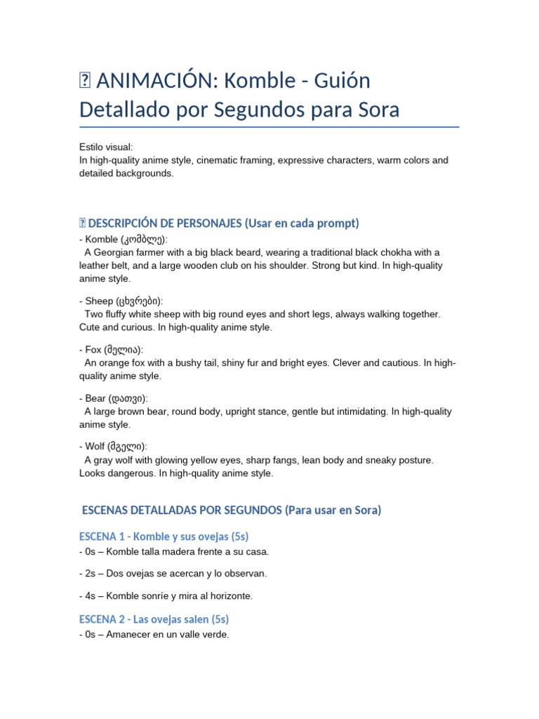 Guión de Animación: Komble y sus Ovejas | PDF