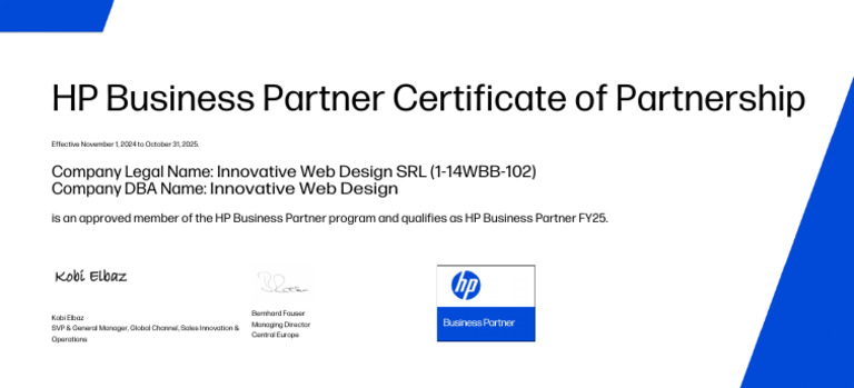 HP Business Partner Certificate FY25 | PDF