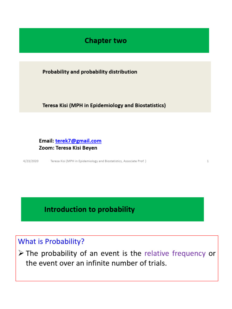 Biostatistic Chapter Two | PDF | Probability Distribution | Normal Distribution