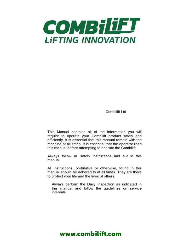 Combilift C25000 Operator Manual | PDF | Truck | Steering