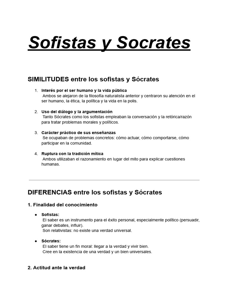 Sofistas vs. Sócrates: Similitudes y Diferencias | PDF
