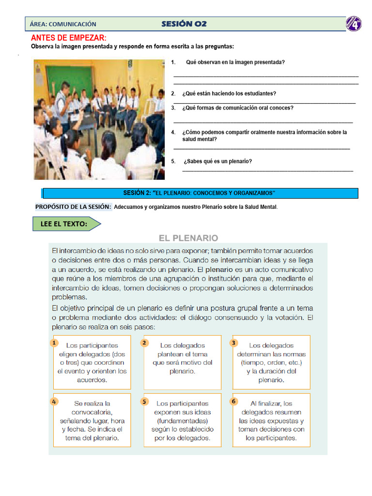S 2 - El Plenario Conocemos y Organizamos | PDF | Comunicación ...